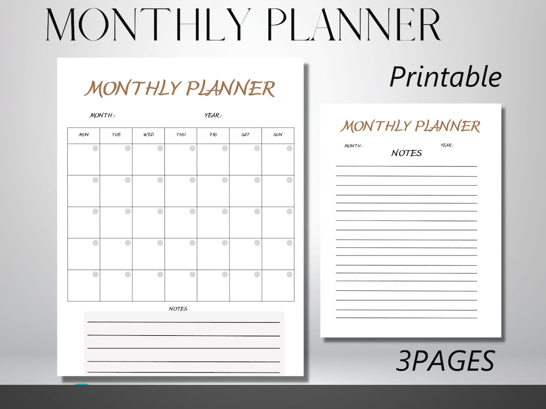 Printable Monthly Calendar Planner Back to Work Teacher - Etsy