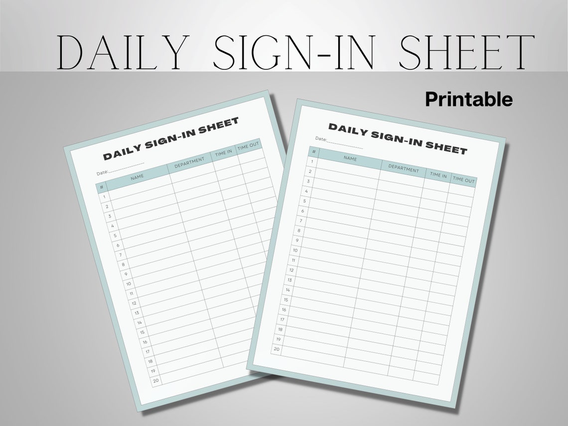 Printable Sign in Sheet, Instant Download, Welcome Sign in Sheet ...