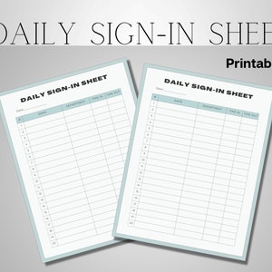 Printable Sign in Sheet, Instant Download, Welcome Sign in Sheet ...