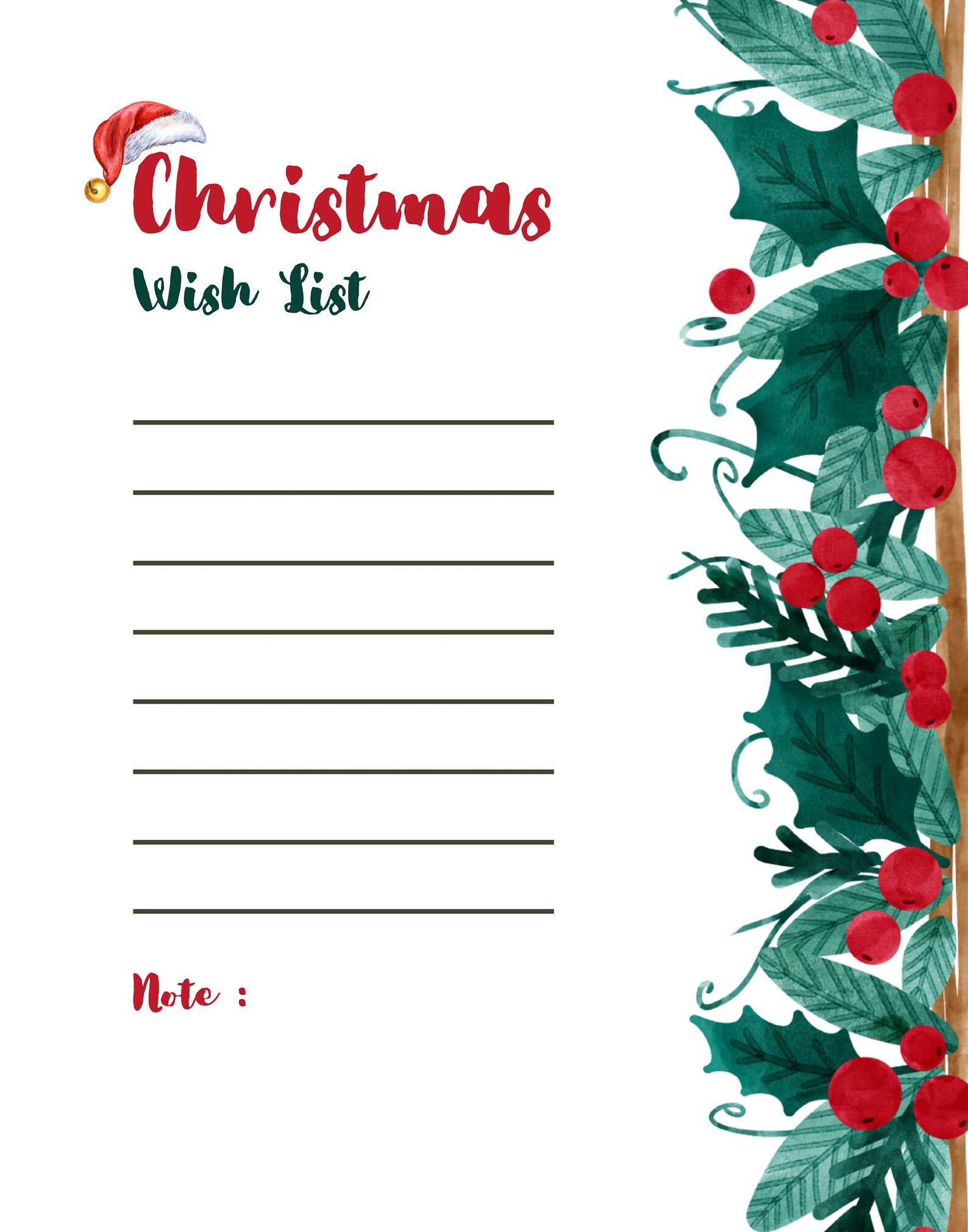 Printable Christmas Wish List, Digital Download, Christmas Gift List ...