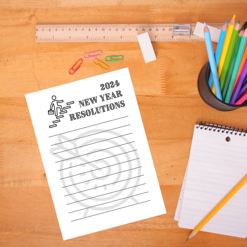 Printable 2024 Resolutions, Digital Download, Printable New Year ...