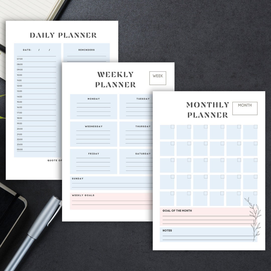 Printable Daily, Weekly, Monthly Goal Planner Sheet, Digital Download ...