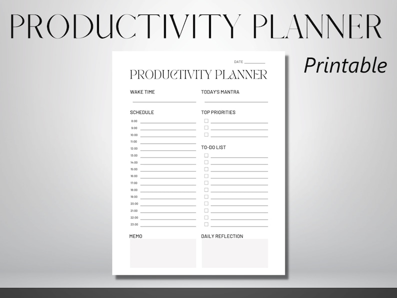 PRODUCTIVITY PLANNER Printable Daily Productivity Weekly - Etsy