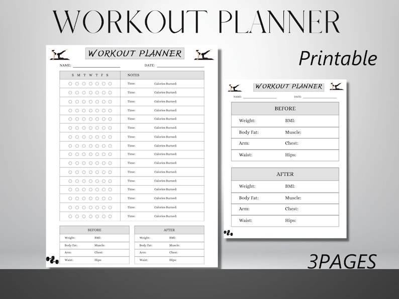 Workout Tracker Printable, Daily Exercise Planner, Weekly Workout ...