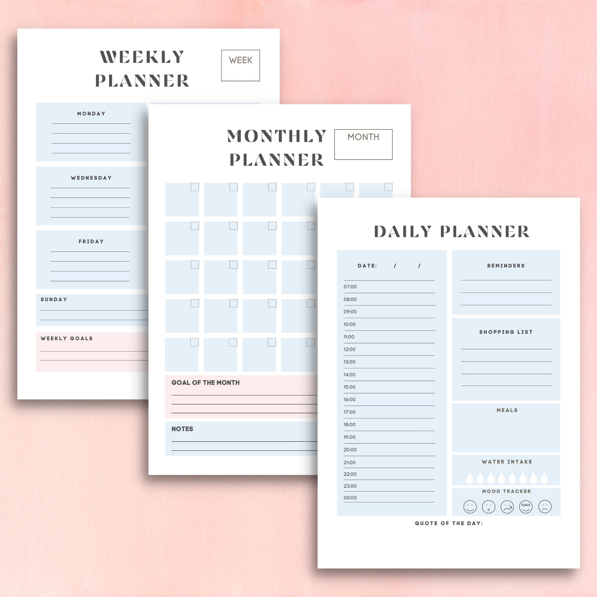 Printable Daily, Weekly, Monthly Goal Planner Sheet, Digital Download ...