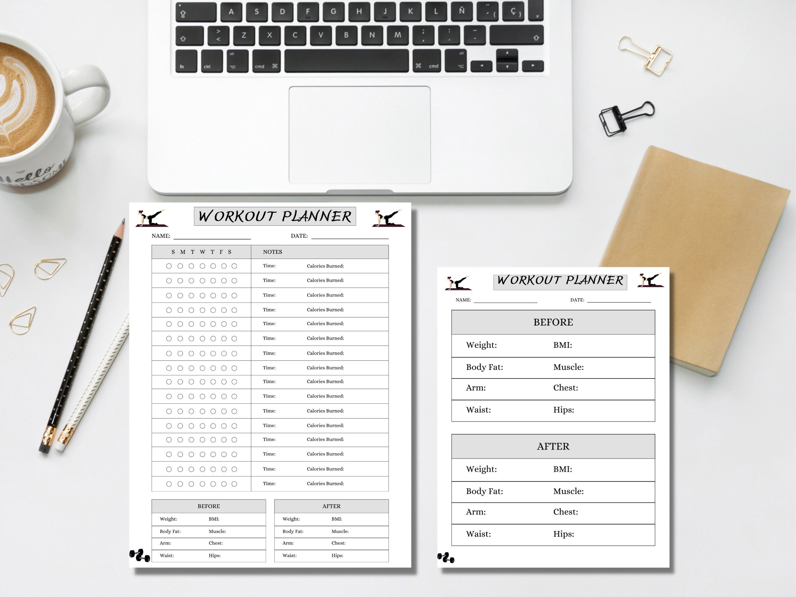 Workout Tracker Printable, Daily Exercise Planner, Weekly Workout ...