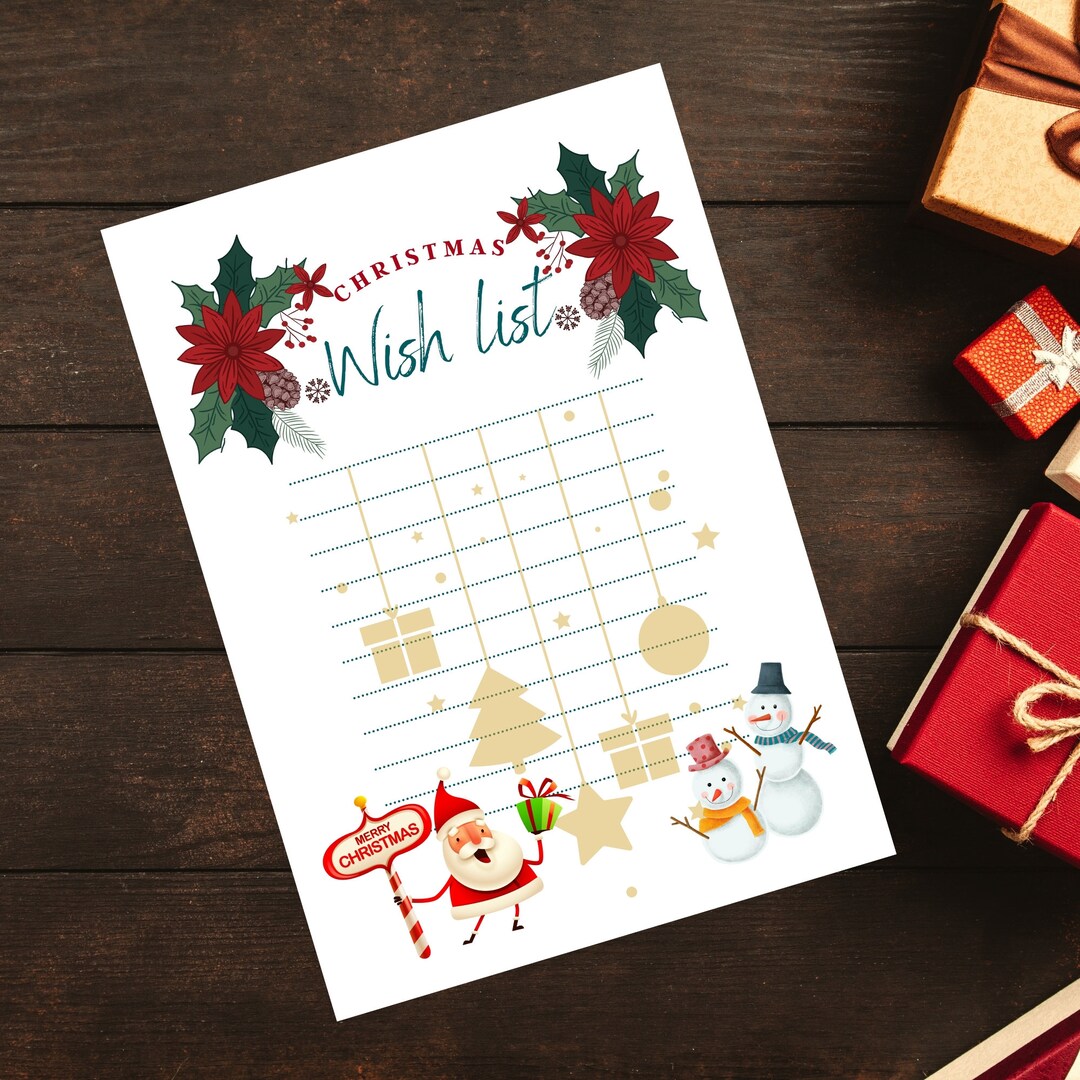 Printable Christmas Wish List, Digital Download, My Wish List ...