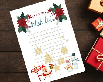 Personalized Letters to Santa, Printable Christmas Wish List, Digital ...