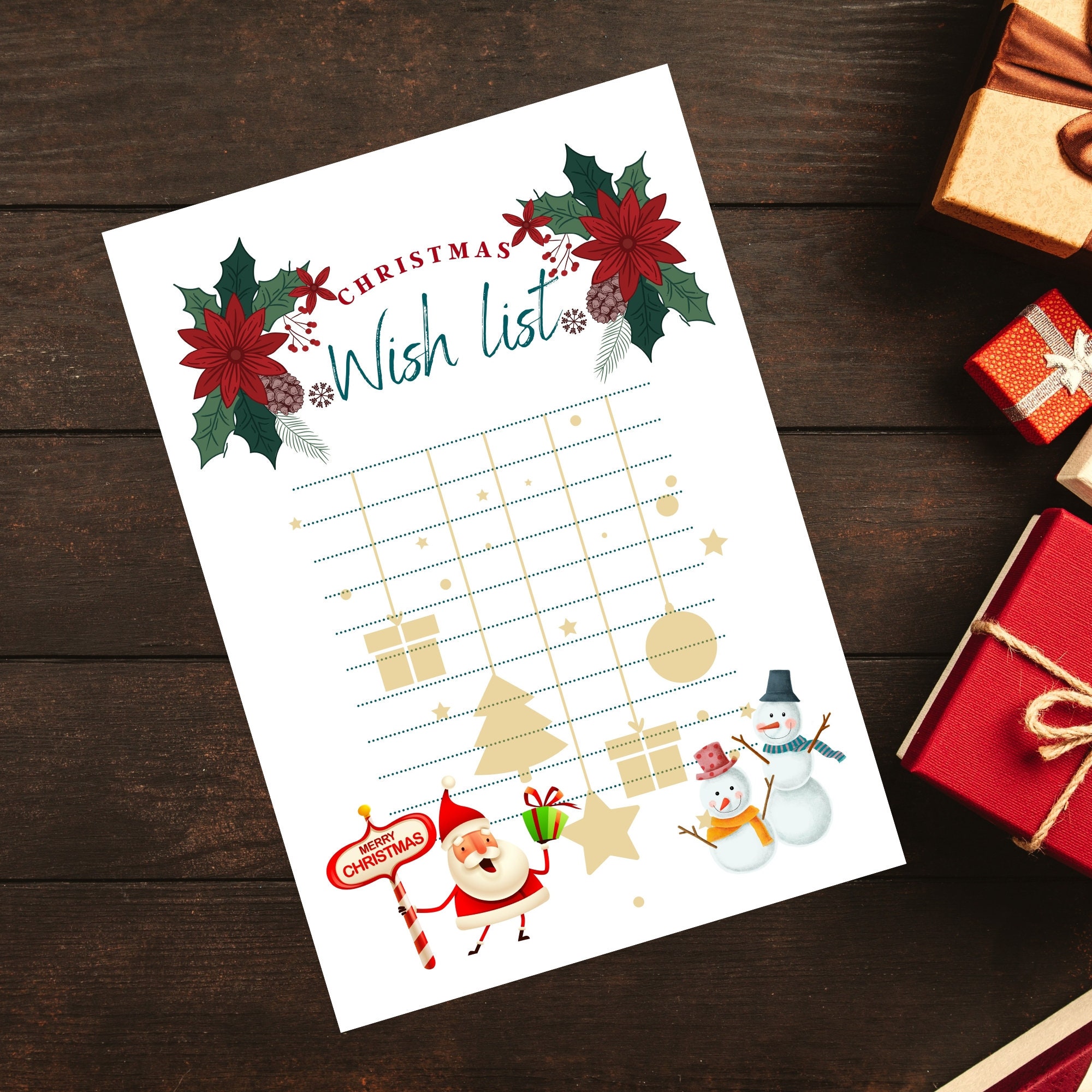 Printable Christmas Wish List Digital Download My Wish List - Etsy
