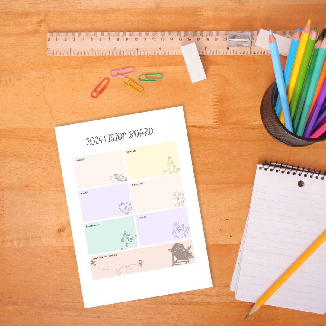 2024 Vision Board, New Years Resolution Planning, Digital Download ...