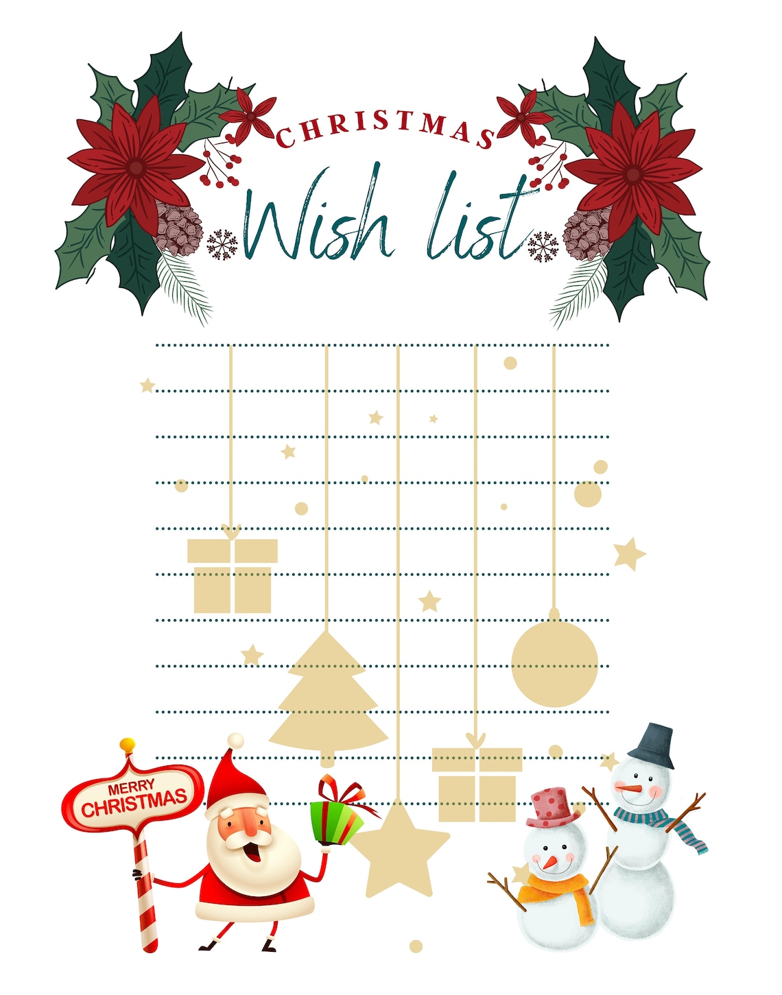 Printable Christmas Wish List Digital Download My Wish List - Etsy