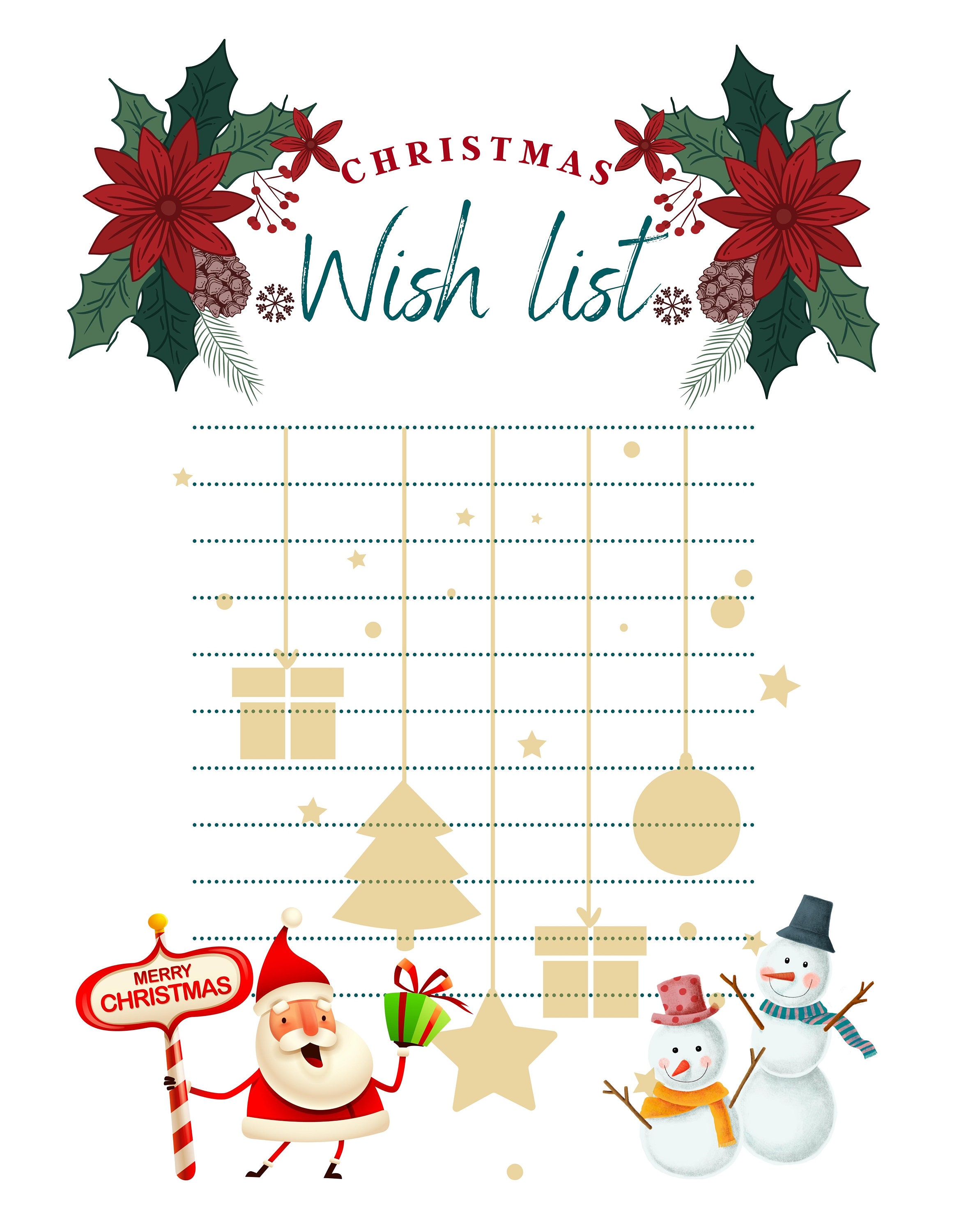Printable Christmas Wish List Digital Download My Wish List - Etsy