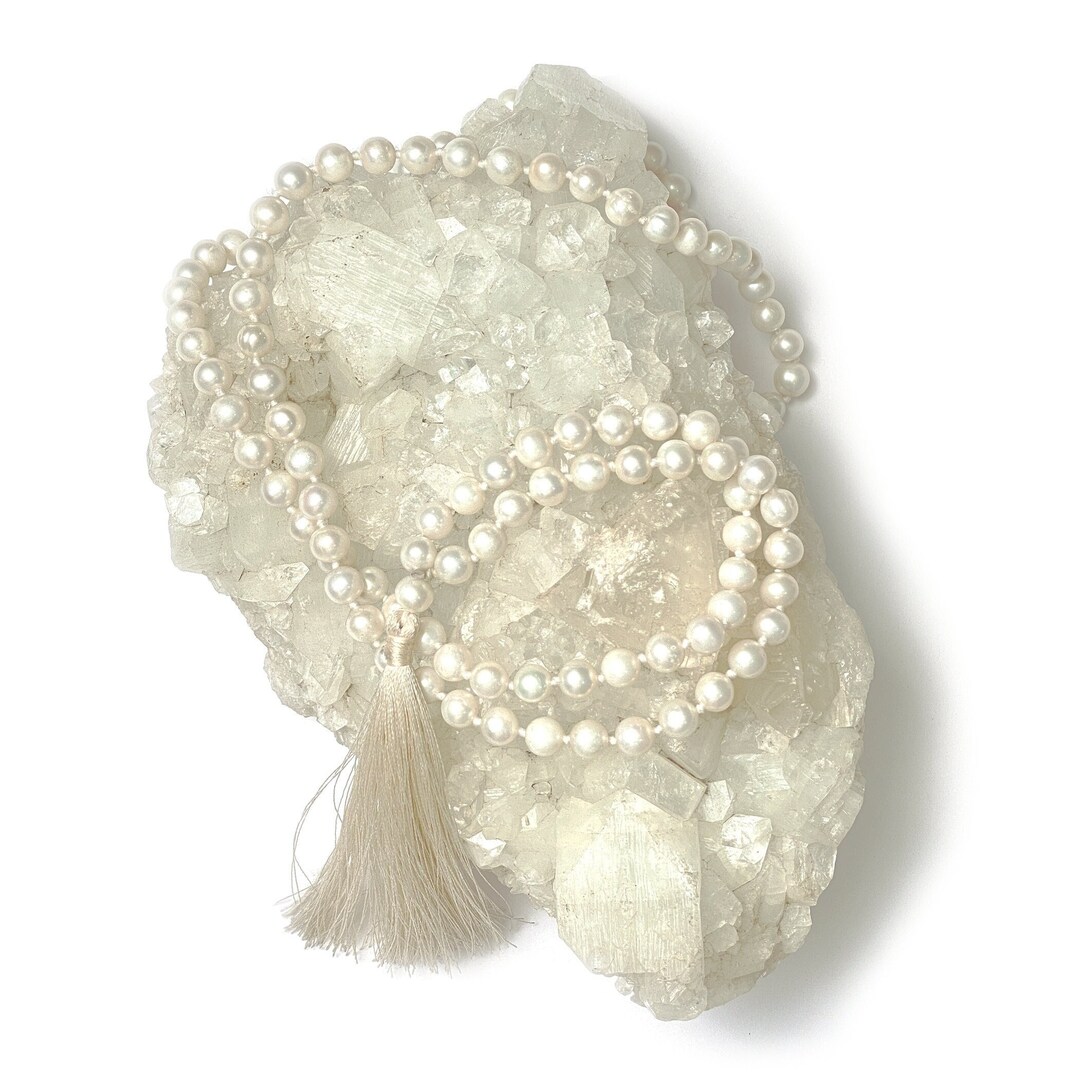 Fair-trade Pearl Necklace Mala | 108 Handmade Ethically Sourced Prayer ...