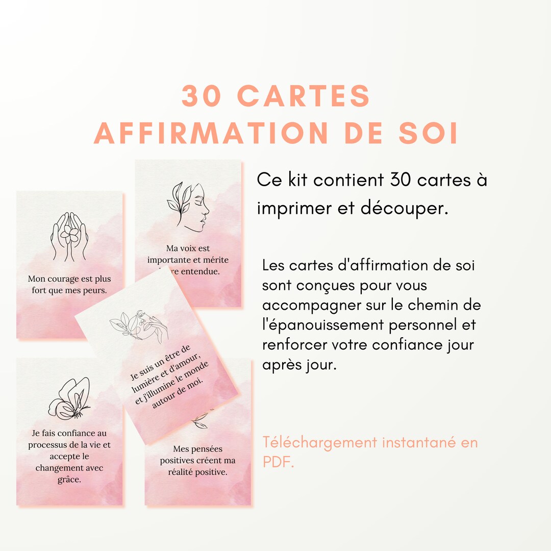 Positive Affirmations Card in French to Print, Self-affirmation, Mental ...