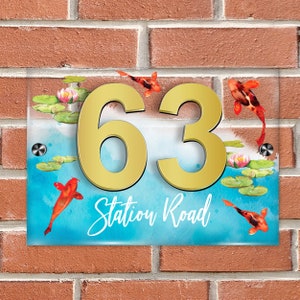 Koi Carp Fish Pond 3D Acrylic House Address Sign Door Number Plaque - Etsy