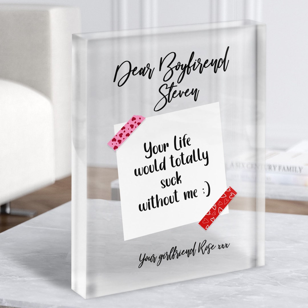 Funny Love Note Cute Romantic Gift for Boyfriend Custom Clear Acrylic ...