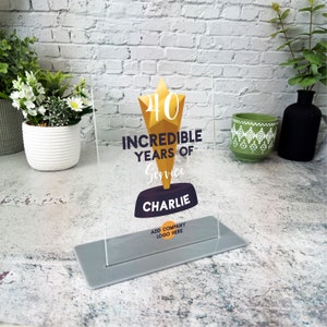 40 Years Service 40th Anniversary Job Trophy Medal Photo Gift Employee ...