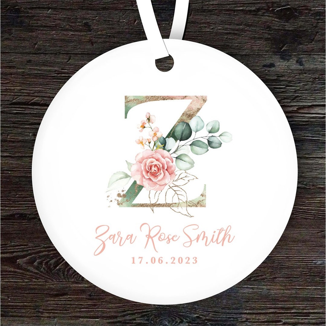 New Baby Girl Alphabet Letter Z Personalised Gift Keepsake Hanging ...