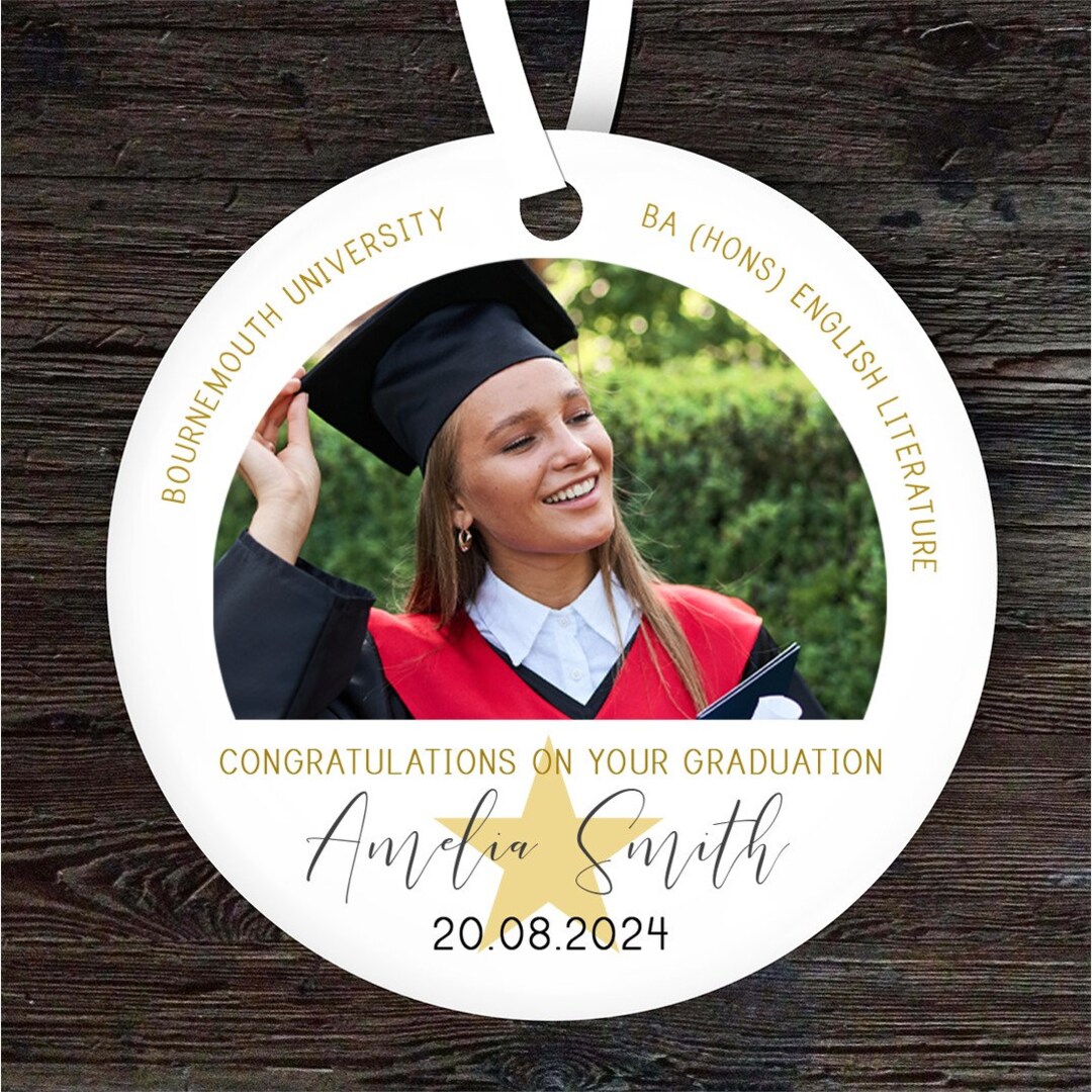 Congratulation Graduation Photo Gold Star Personalised Gift Hanging ...