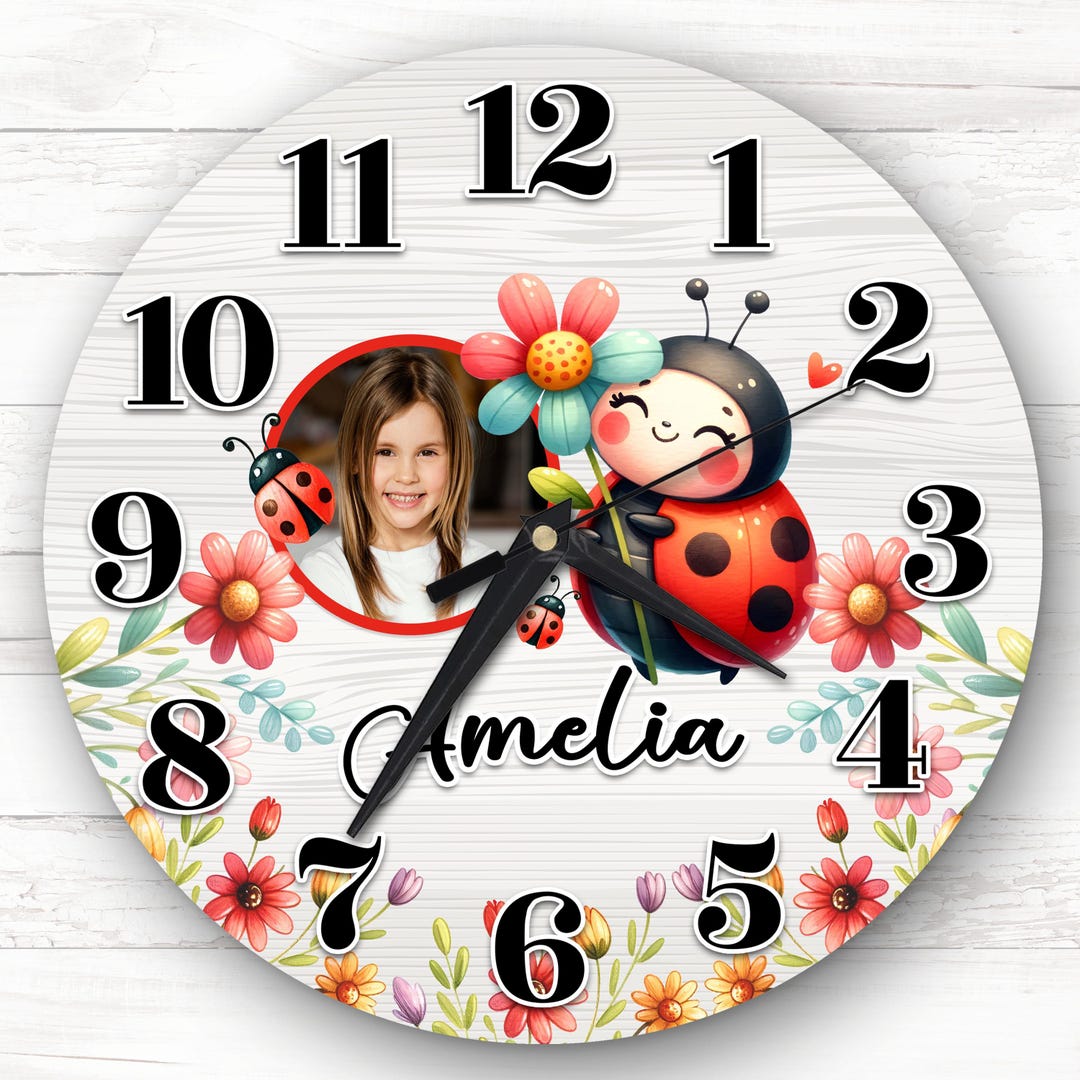 Floral Ladybugs Ladybird Photo Personalised Gift for Kid's Bedroom ...