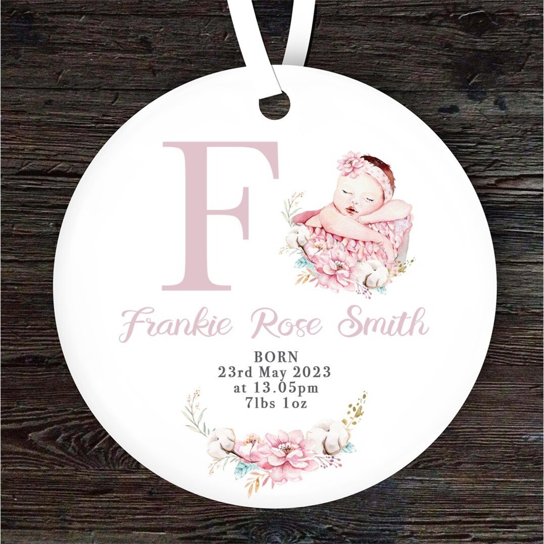 New Baby Girl New Baby Letter F Personalised Gift Keepsake Hanging ...