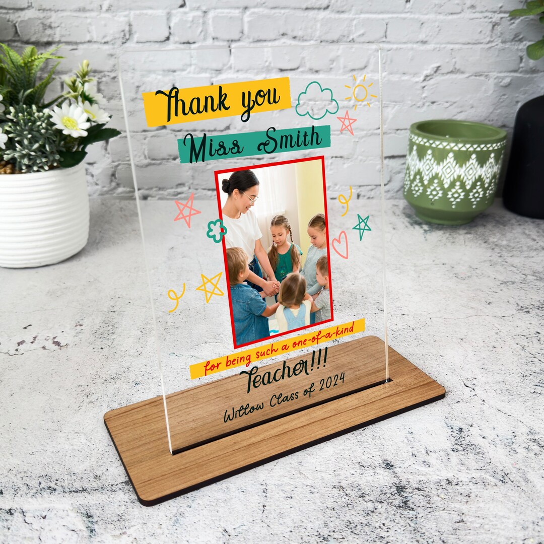Thank You Teacher Gift Doodles Photo Personalised Acrylic Plaque ...