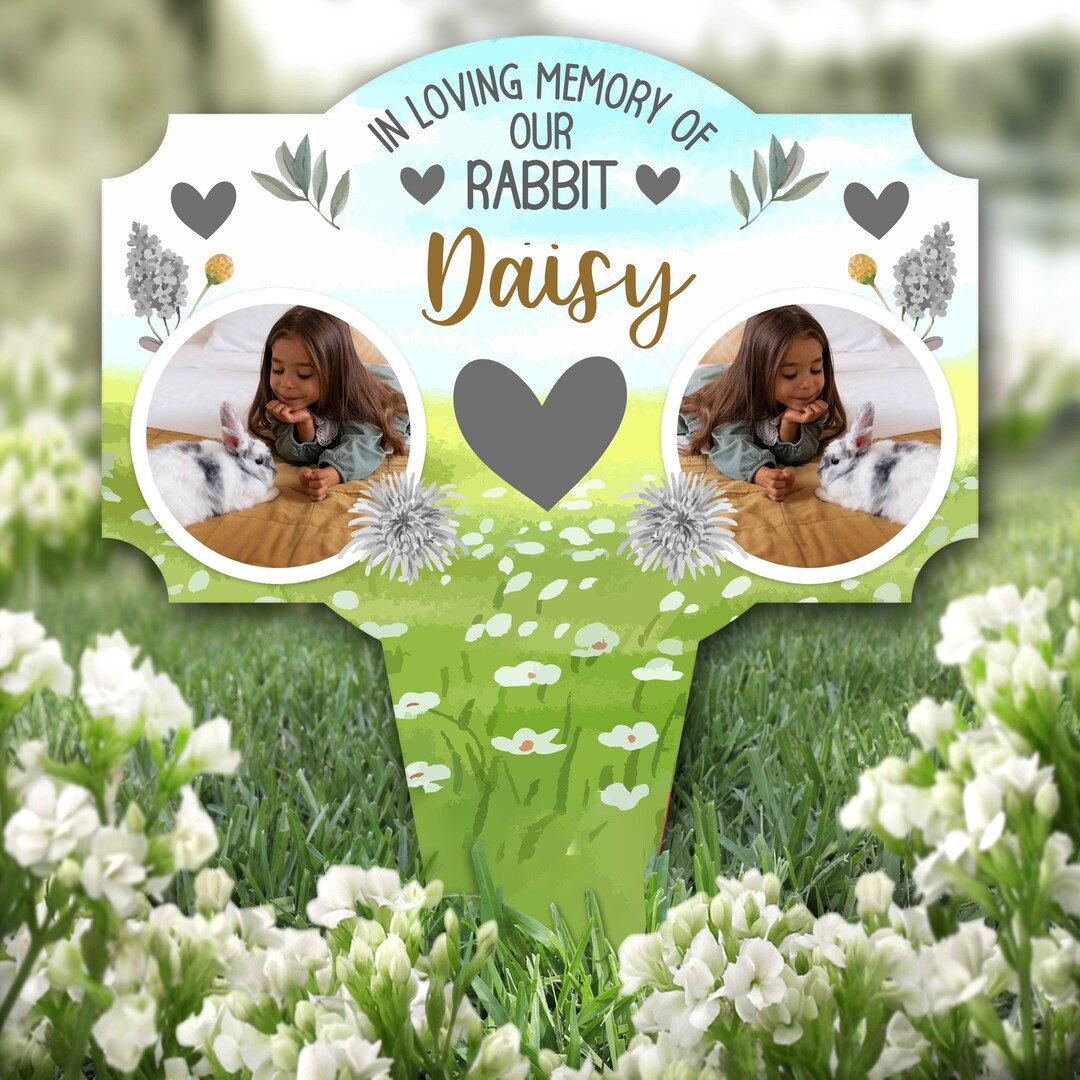 Loving Memory Our Rabbit Pet Photo Remembrance Grave Plaque Memorial ...