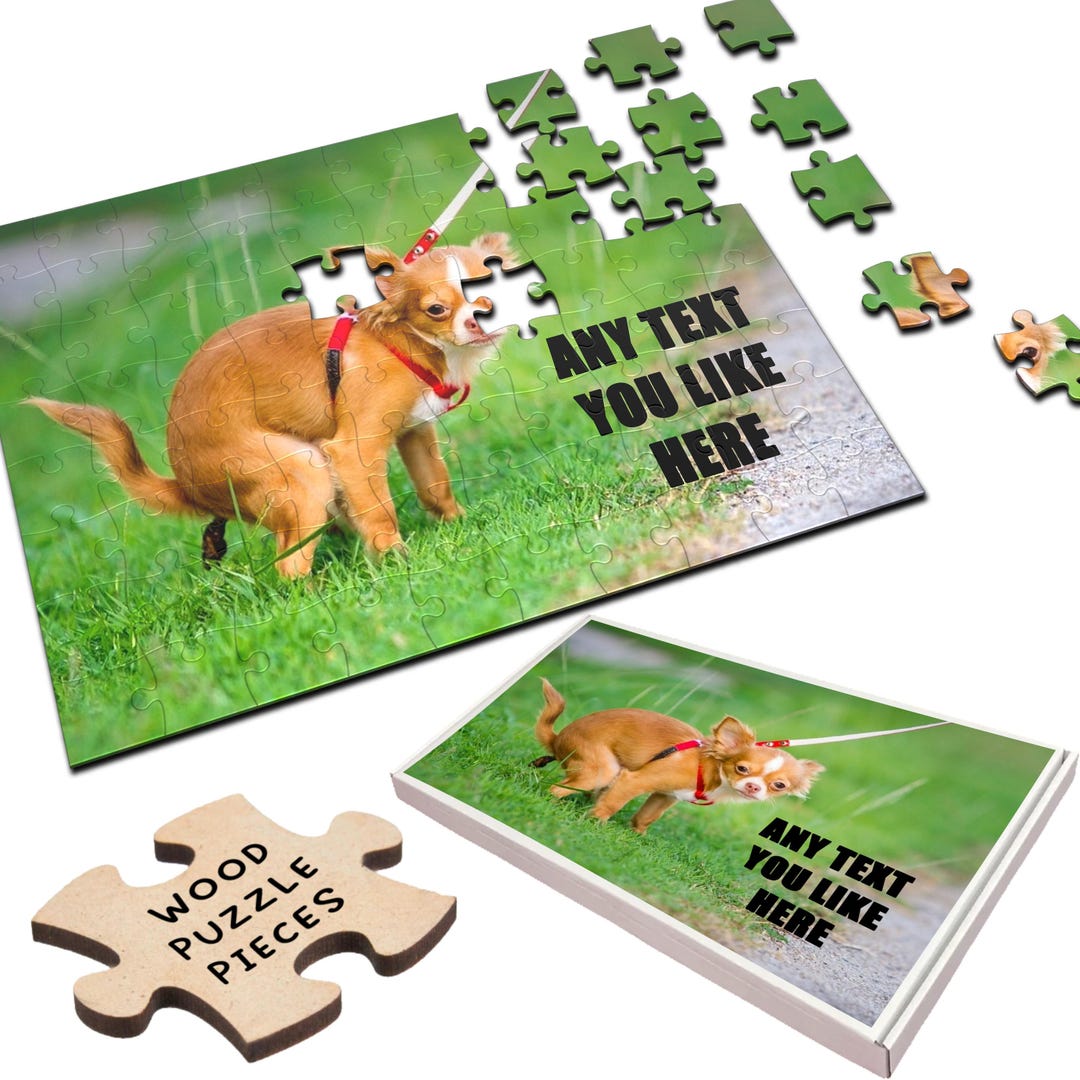 Chihuahua Dog Pooing Funny Rude Gift Custom Personalised Wooden Jigsaw ...