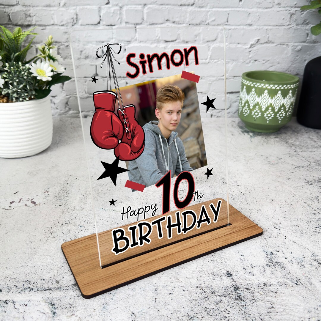 10th Birthday Gift Boxing Gloves Photo Custom Personalised Gift Acrylic ...