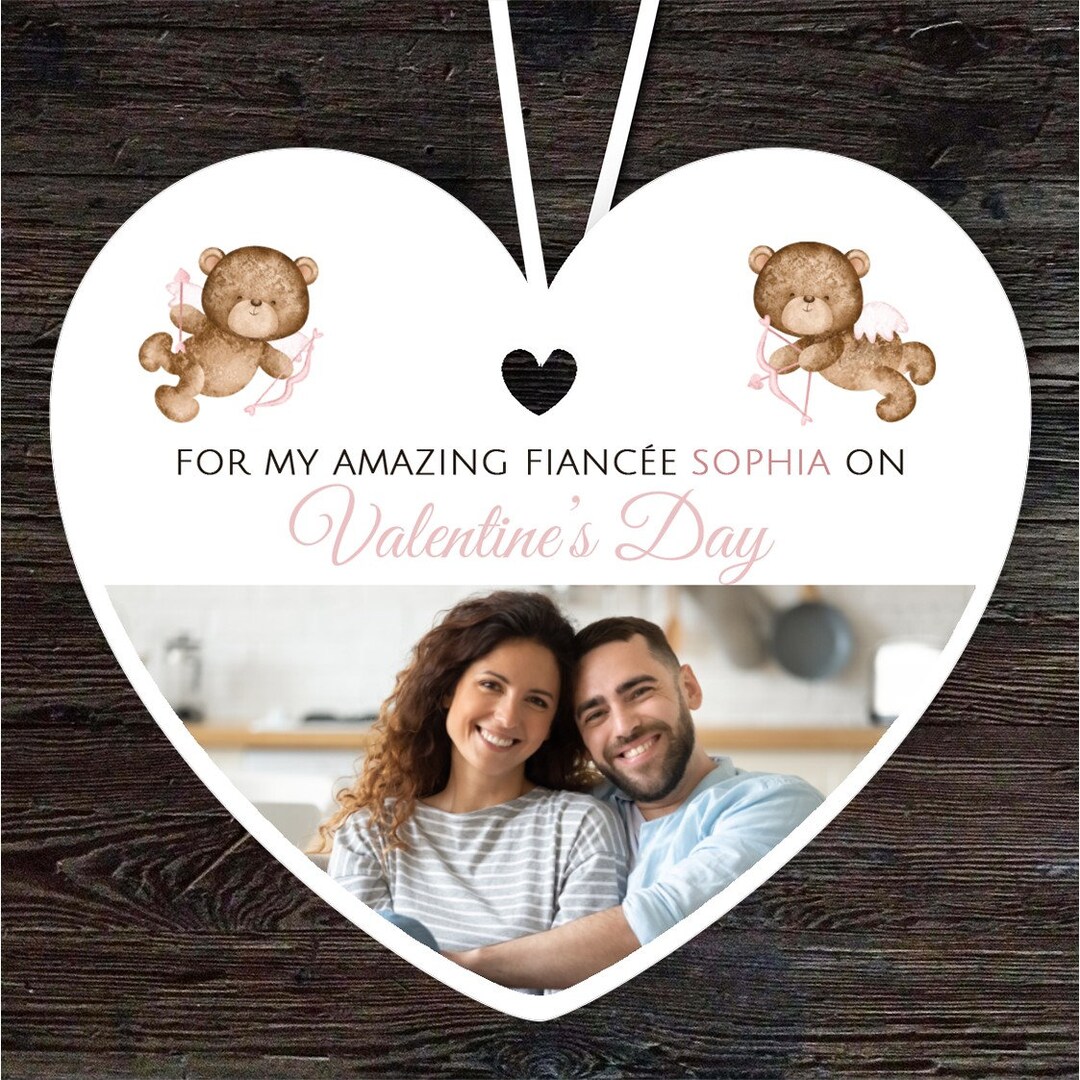 Amazing Fiancee Cupid Teddy Bear Photo Valentine's Day Gift Heart ...