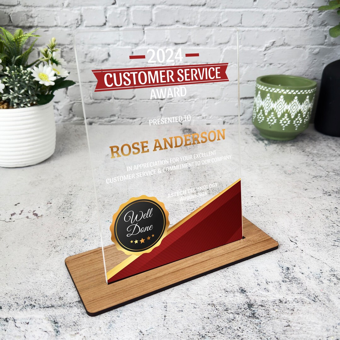 Work Service Award Gold Red Gift Employee Team Member Colleague Gift ...