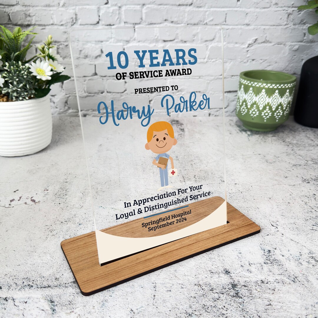 10 Years Service 10th Anniversary Ginger Hair Him Nurse Gift for ...