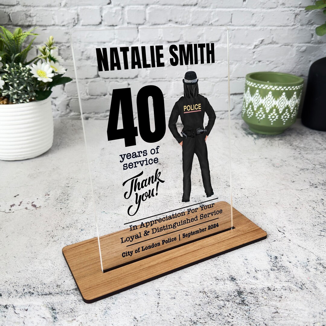 40 Years Service 40th Anniversary Brunette Hair Her Police Gift ...