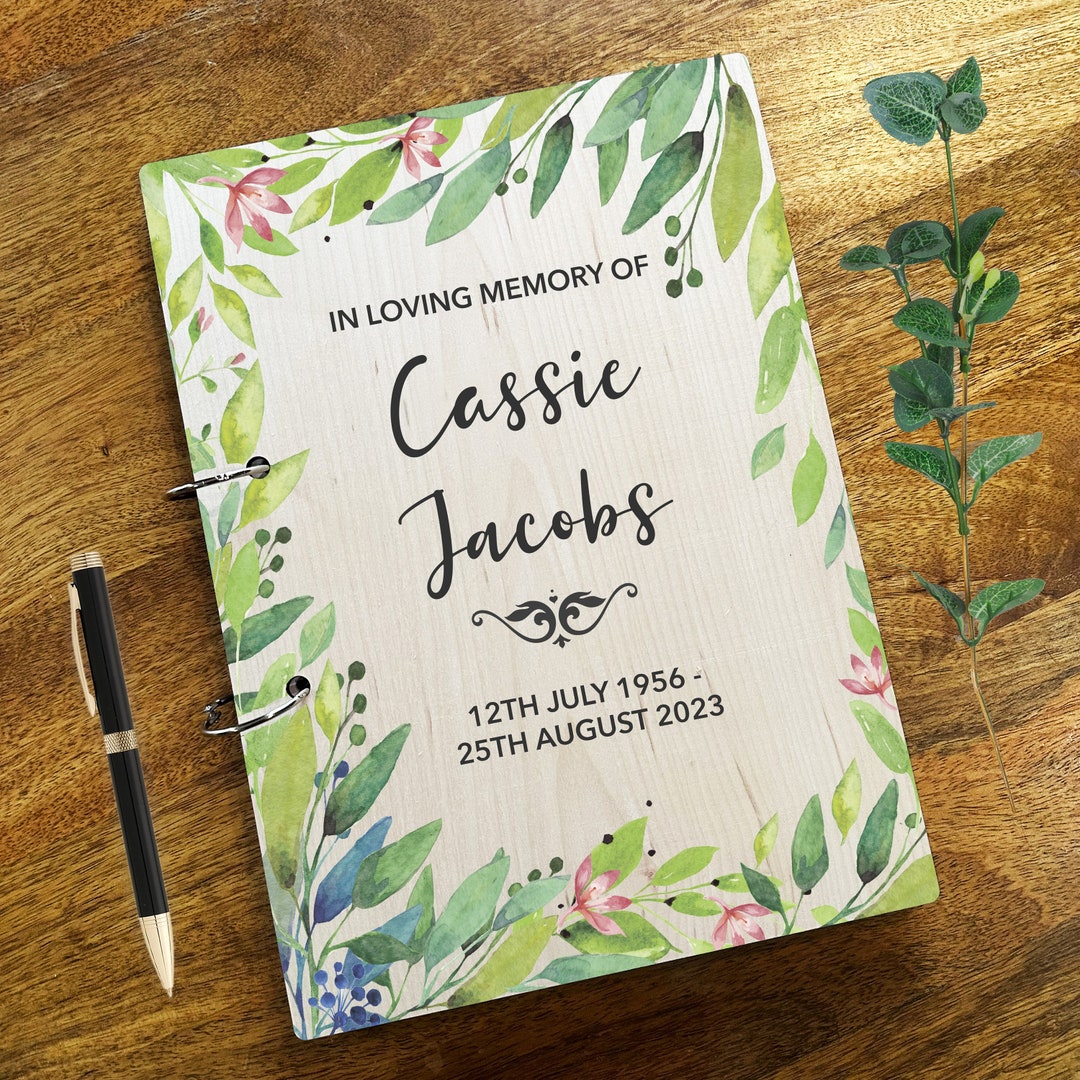 Wood Leaves and Flowers Memorial in Loving Memory Photo Album Keepsake ...