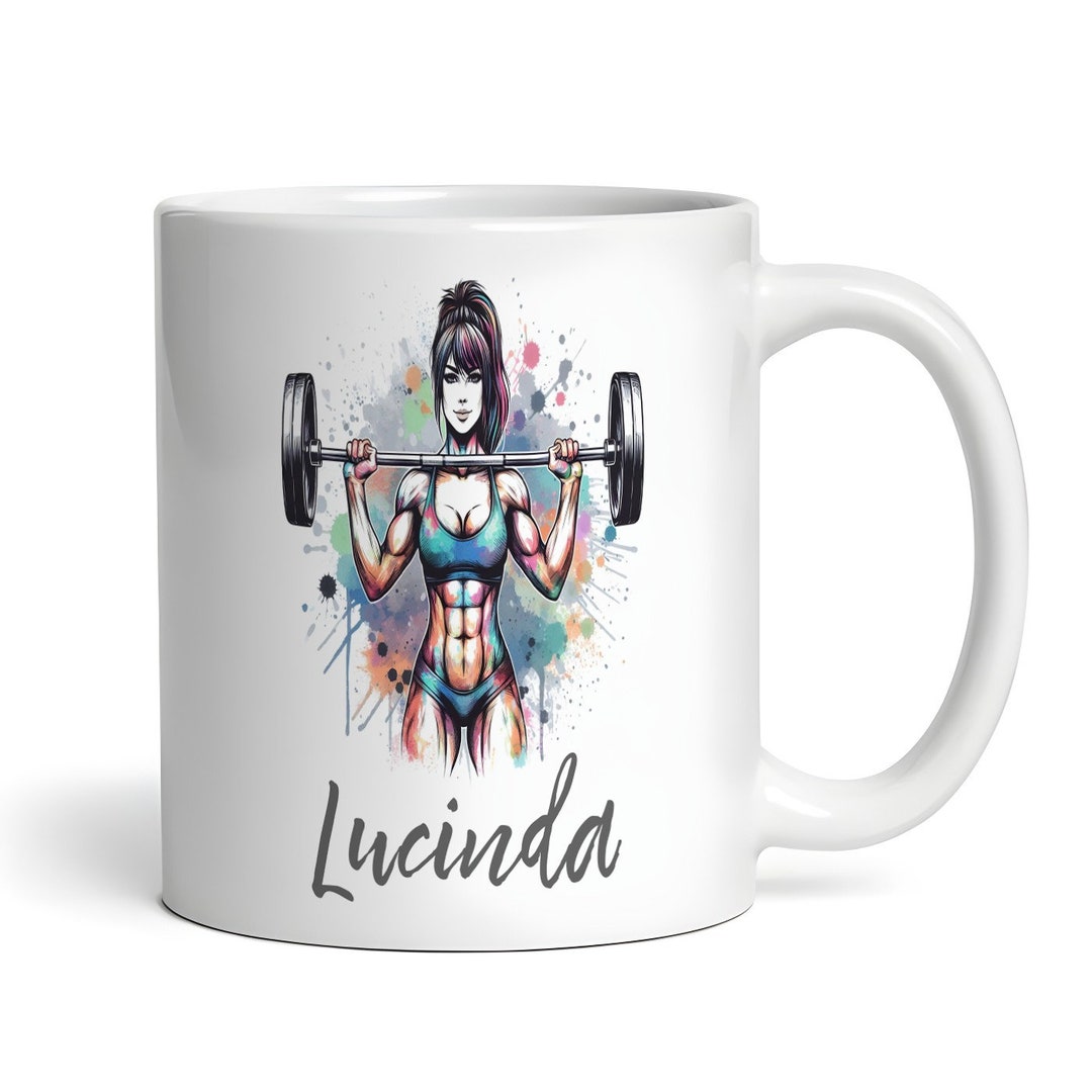 Bodybuilder Gym Present Female Paint Photo Coffee Tea Cup Personalised ...