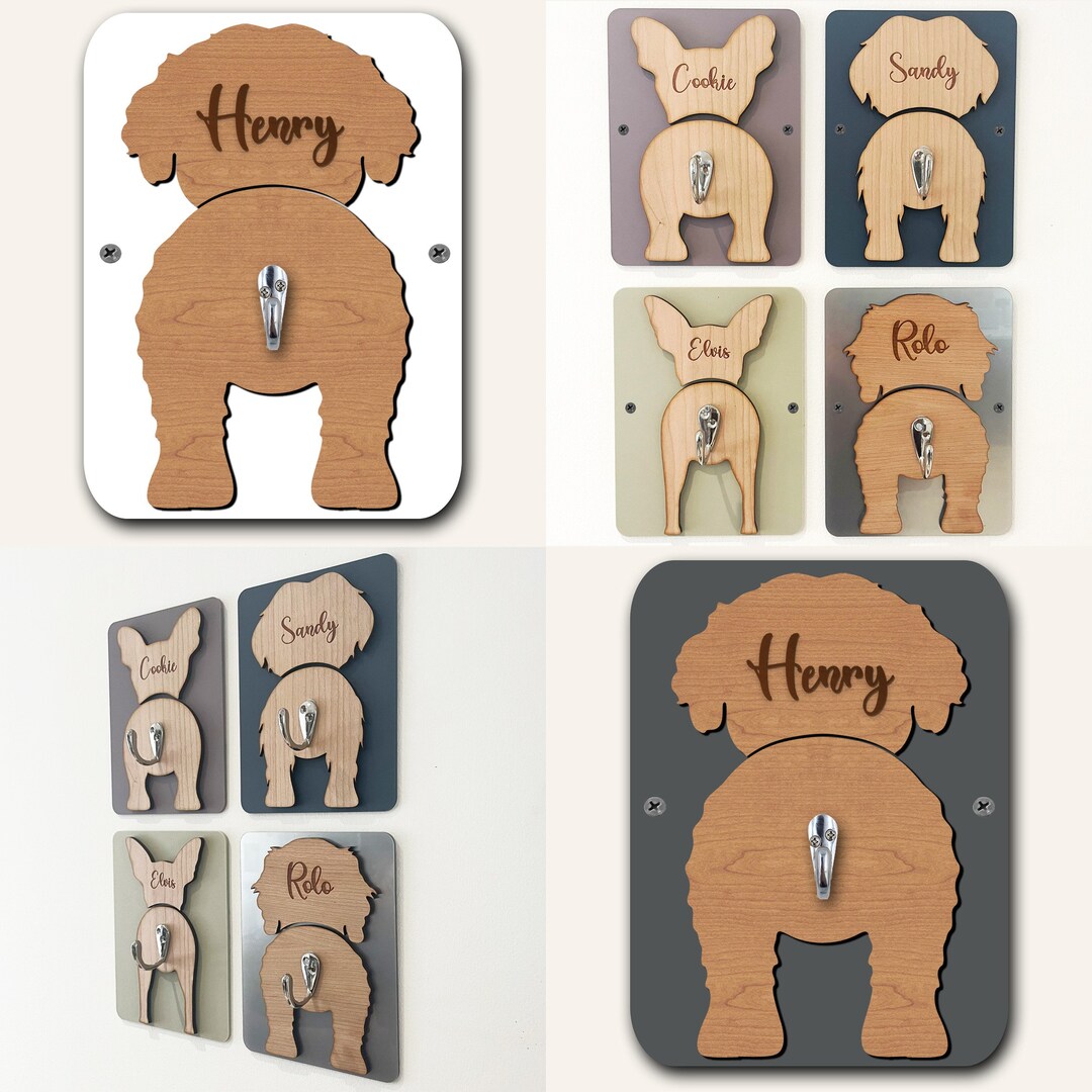 Mini English Doodle Dog Lead Holder Leash Hook Any Colour Personalised ...