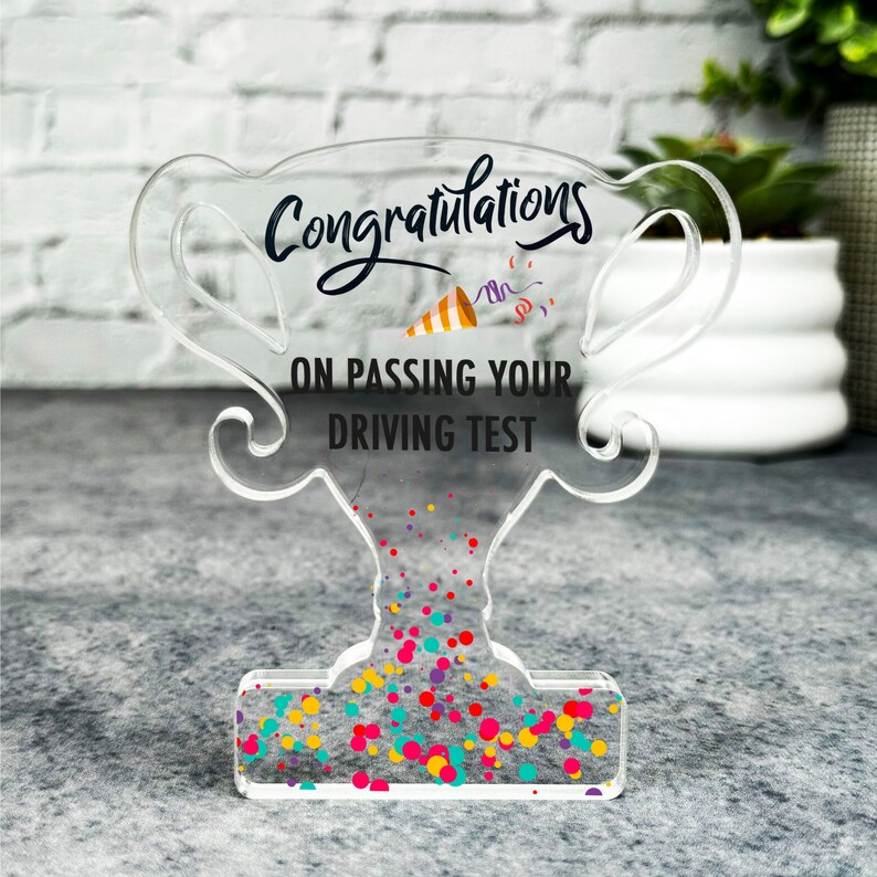 Congratulations Pass Driving Test Present Confetti Trophy Plaque ...
