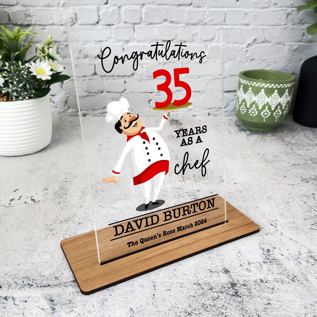 35 Years Service 35th Anniversary Funny Chef Gift Employee Personalised ...