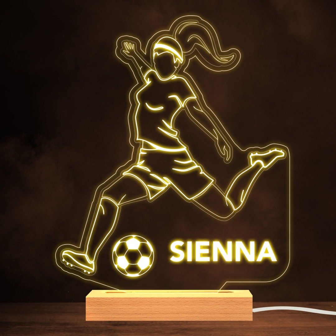 Football Female Player Kicking Ball Sports Fan Personalised Gift Night ...