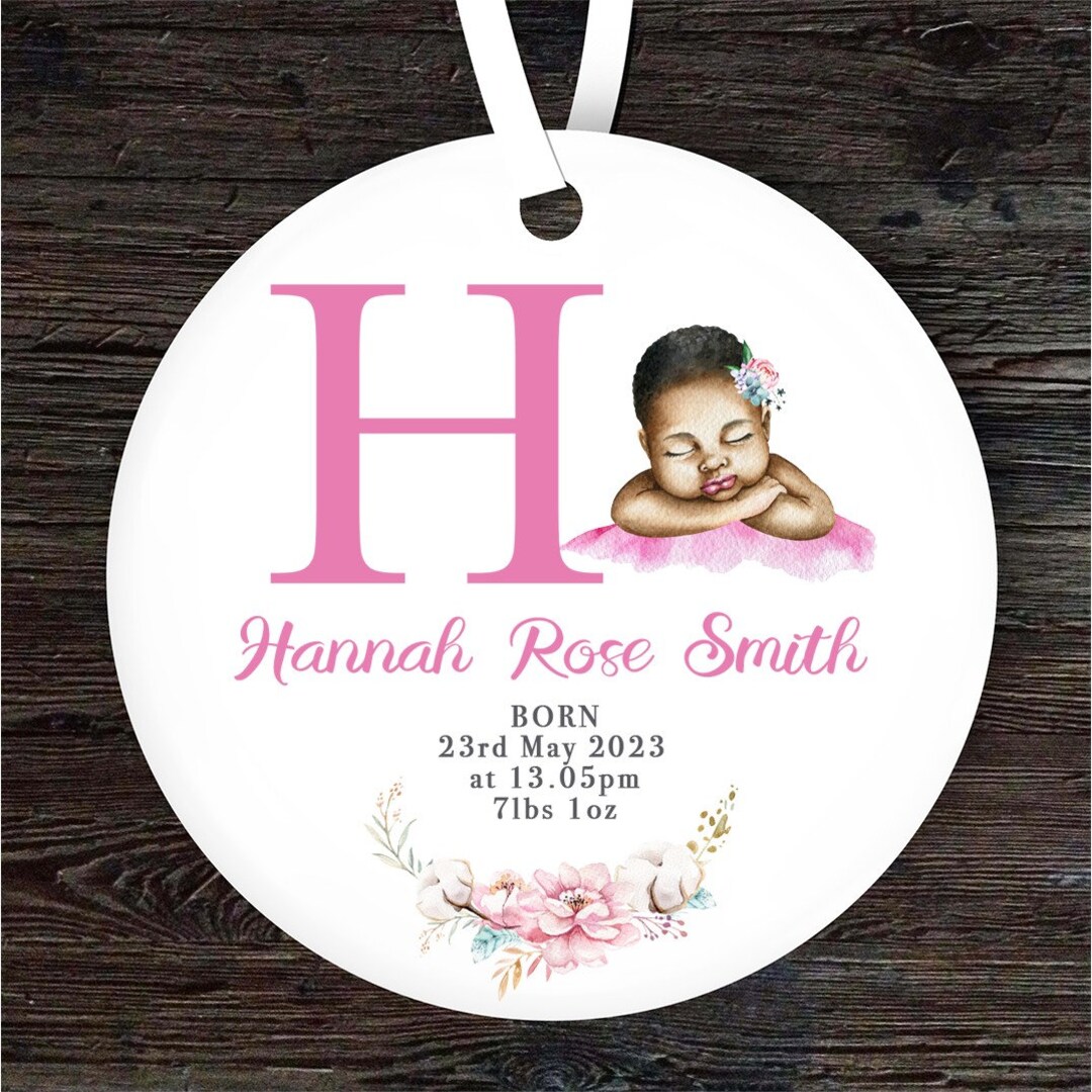 New Baby Girl Dark Skin New Baby Letter H Personalised Gift Hanging ...