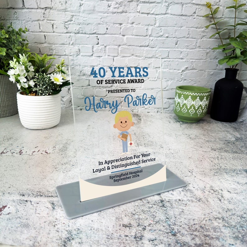 40 Years Service 40th Anniversary Blonde Hair Him Nurse Gift for ...
