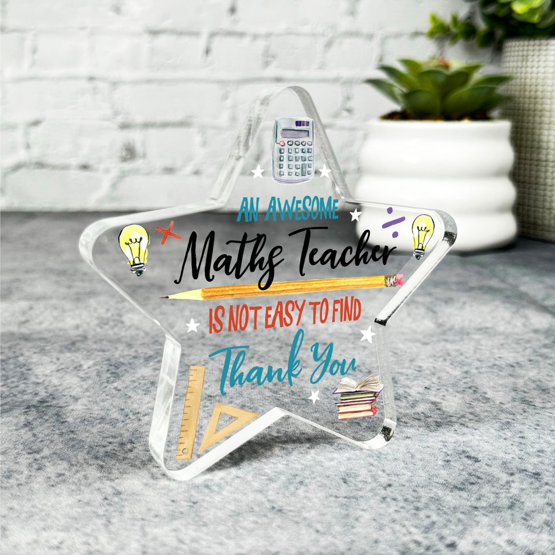 Awesome Maths Teacher Present Thank You Star Plaque Keepsake Gift ...