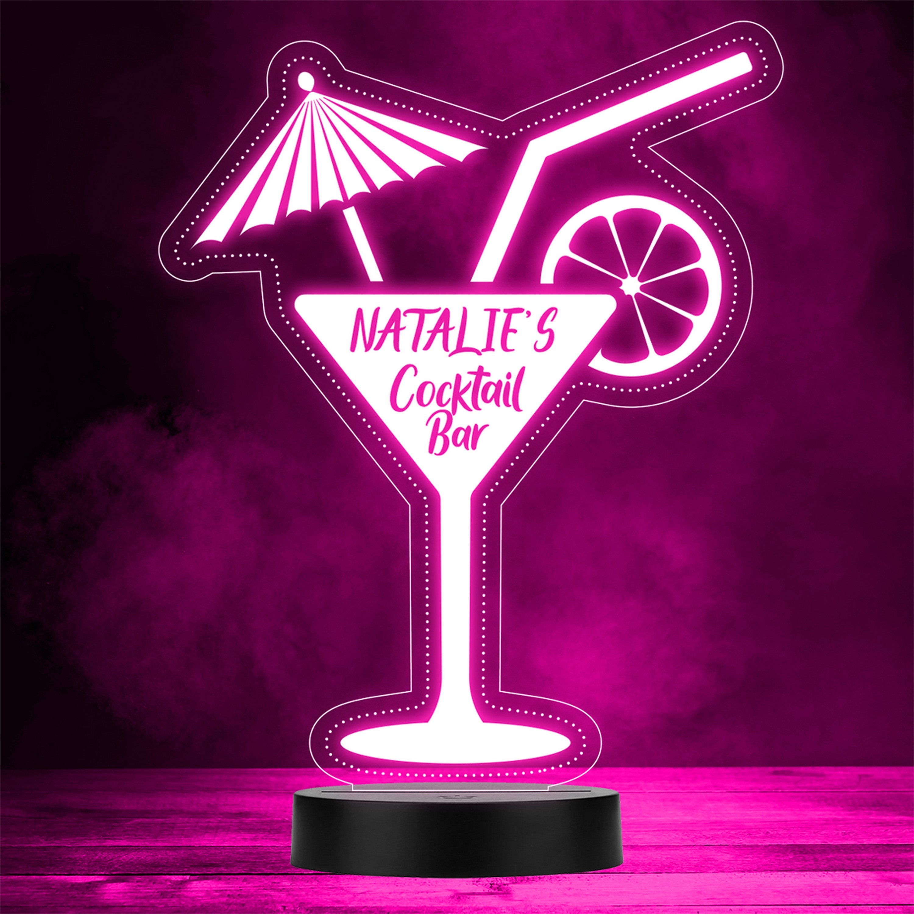 Martini Cocktail Glass Umbrella Home Bar Man Cave Colour Change Night ...