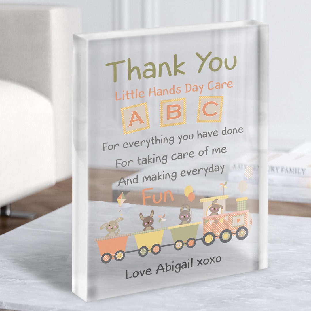 Cute Baby Animals ABC Thank You Nursery Personalised Gift Acrylic Block ...