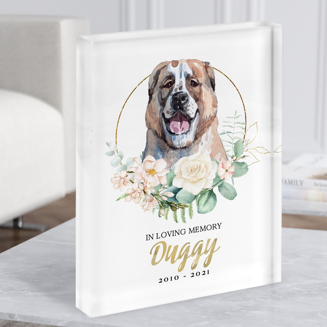 Dog Memorial in Loving Memory Style 2 Personalised Gift Acrylic Block ...