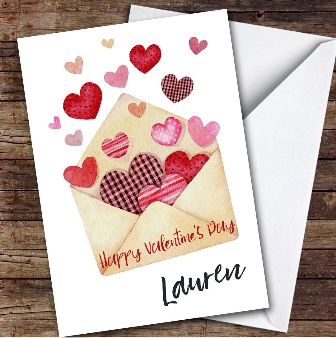 Carte de Saint-Valentin personnalisée avec cœurs en patchwork et lettre ...