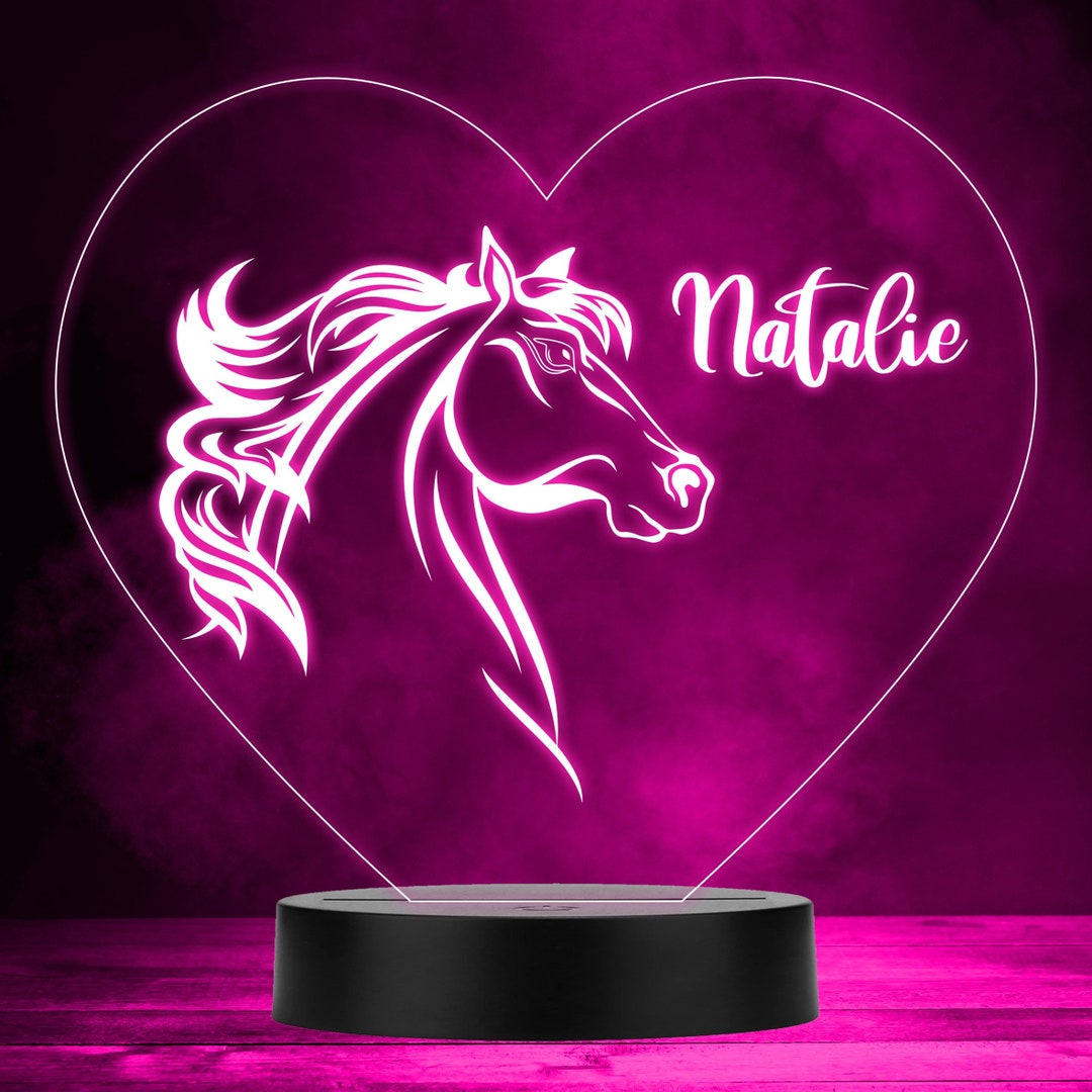 Horse Head Line Art Style Colour Changing Personalised Gift LED Lamp ...