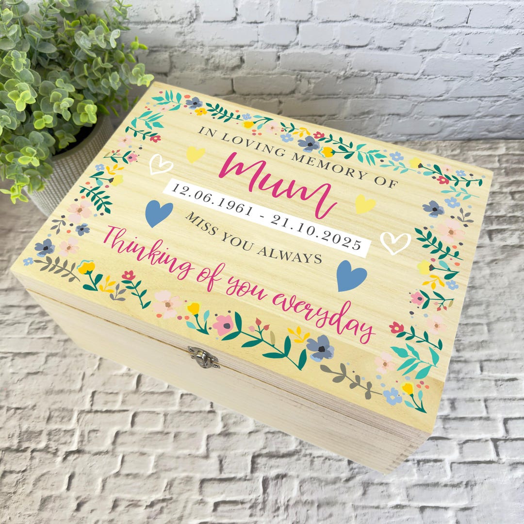 In Loving Memory of Mum Flower Frame Memorial Personalised Wooden ...