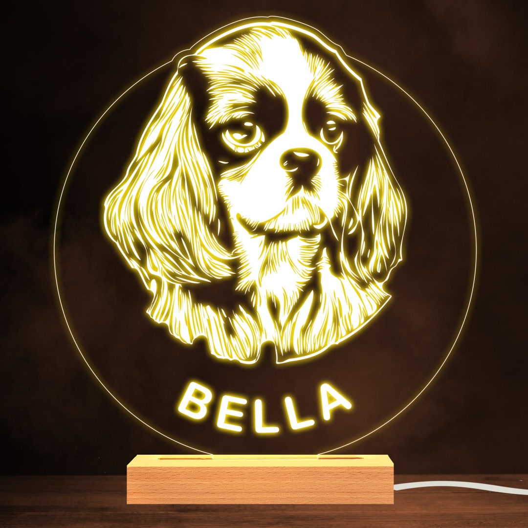 Cavalier Spaniels Dog Pet Silhouette Warm Lamp Personalised Gift Night ...