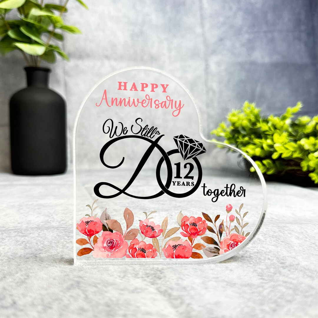 12 Years Together Happy 12th Wedding Anniversary Heart Plaque Keepsake ...